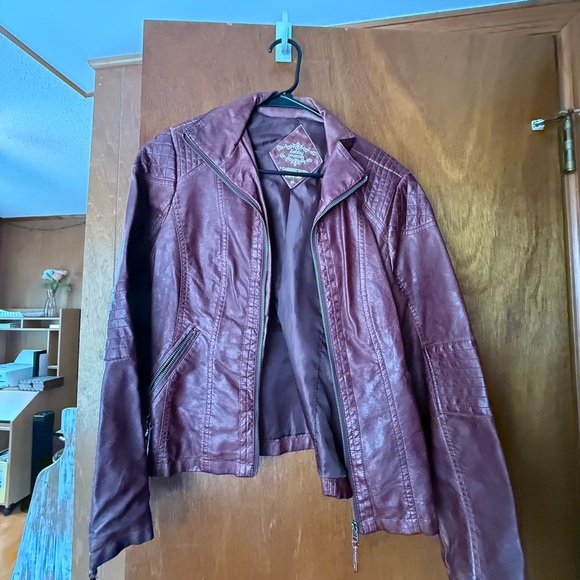 Sebby | Jackets & Coats | Sebby Red Leather Jacket Casual Style | Poshmark